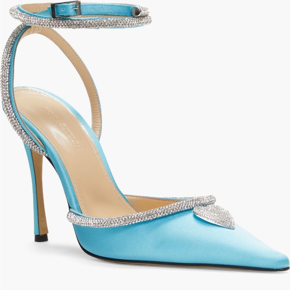 MACH & MACH | Shoes | Mach Mach Blue Satin Heels With Silver ...